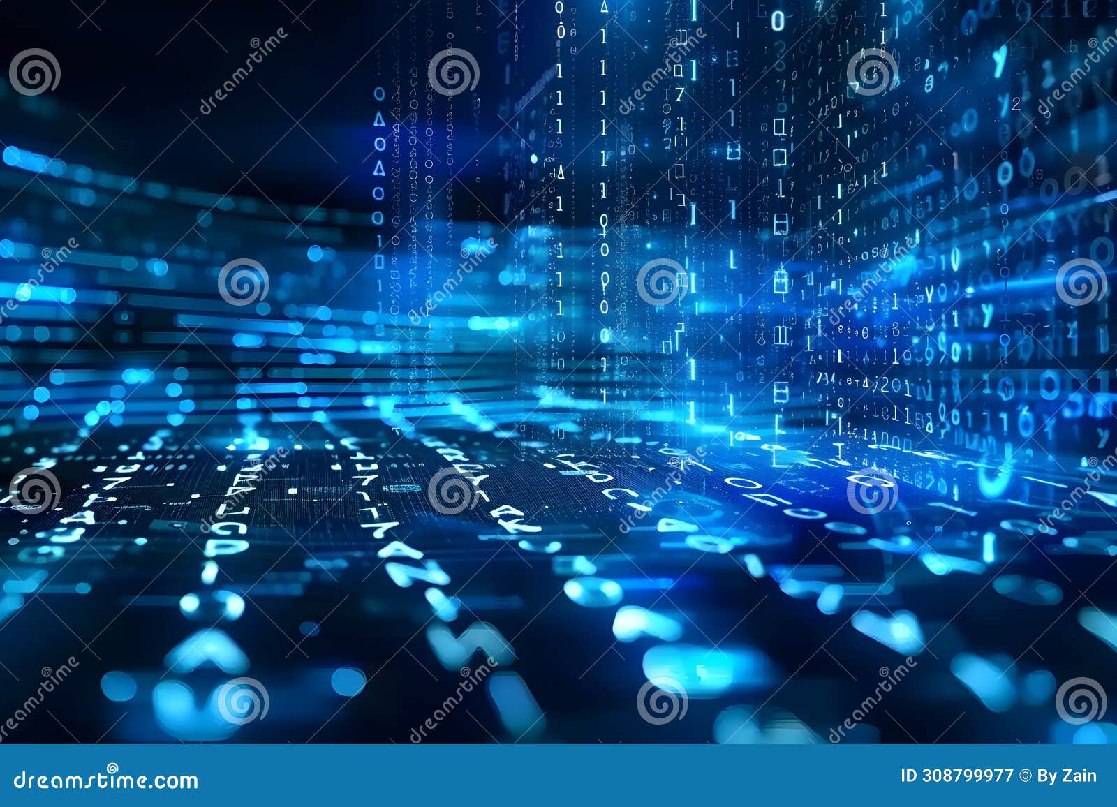 Blue Binary Code Abstract Binary Code Digital Binary Code Blue Data On Computer Screen Stock