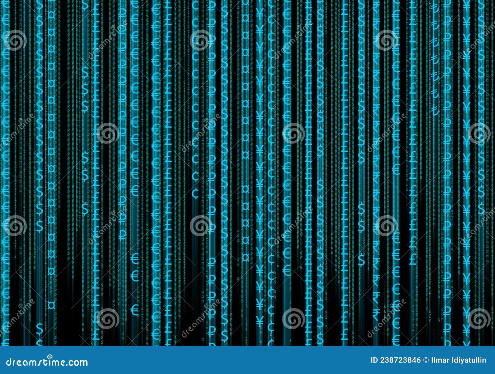 Blue Binary Code As a Matrix Isolated on Black Background. a Stylized ...