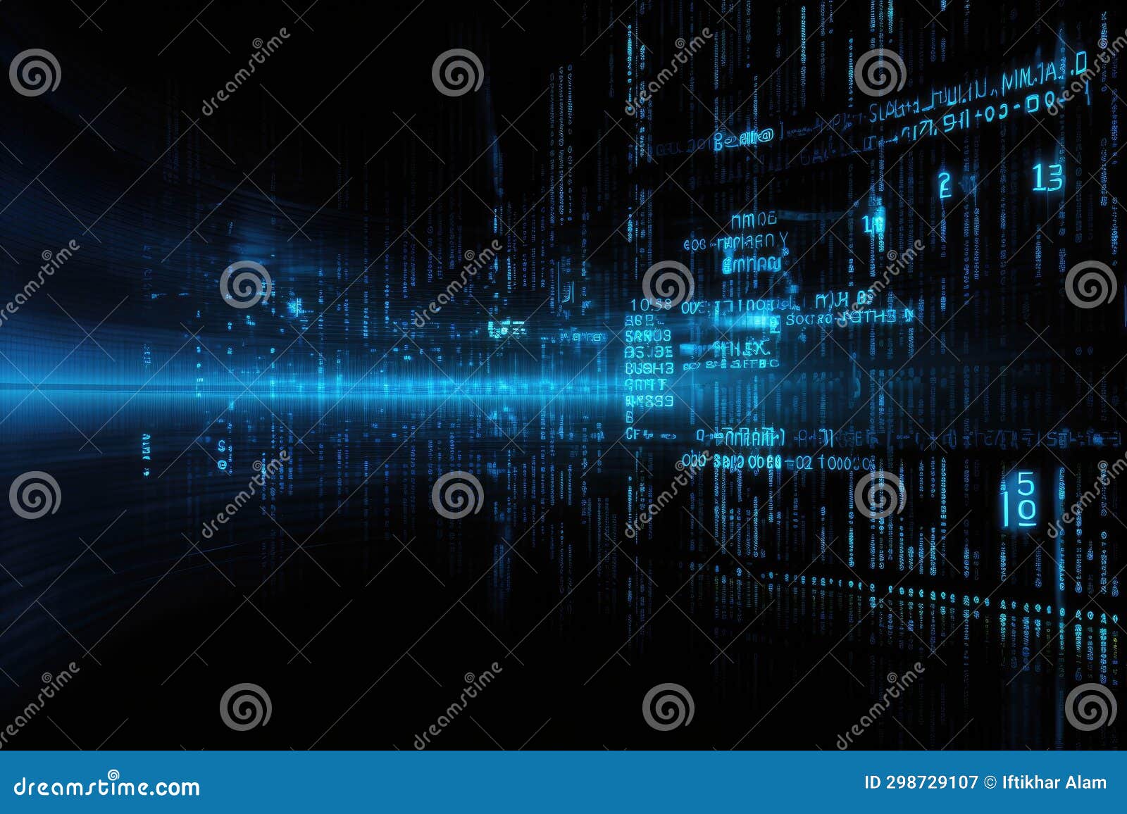 Blue Binary Code on a Dark Background, Computer Generated Abstract Background, Digital ...
