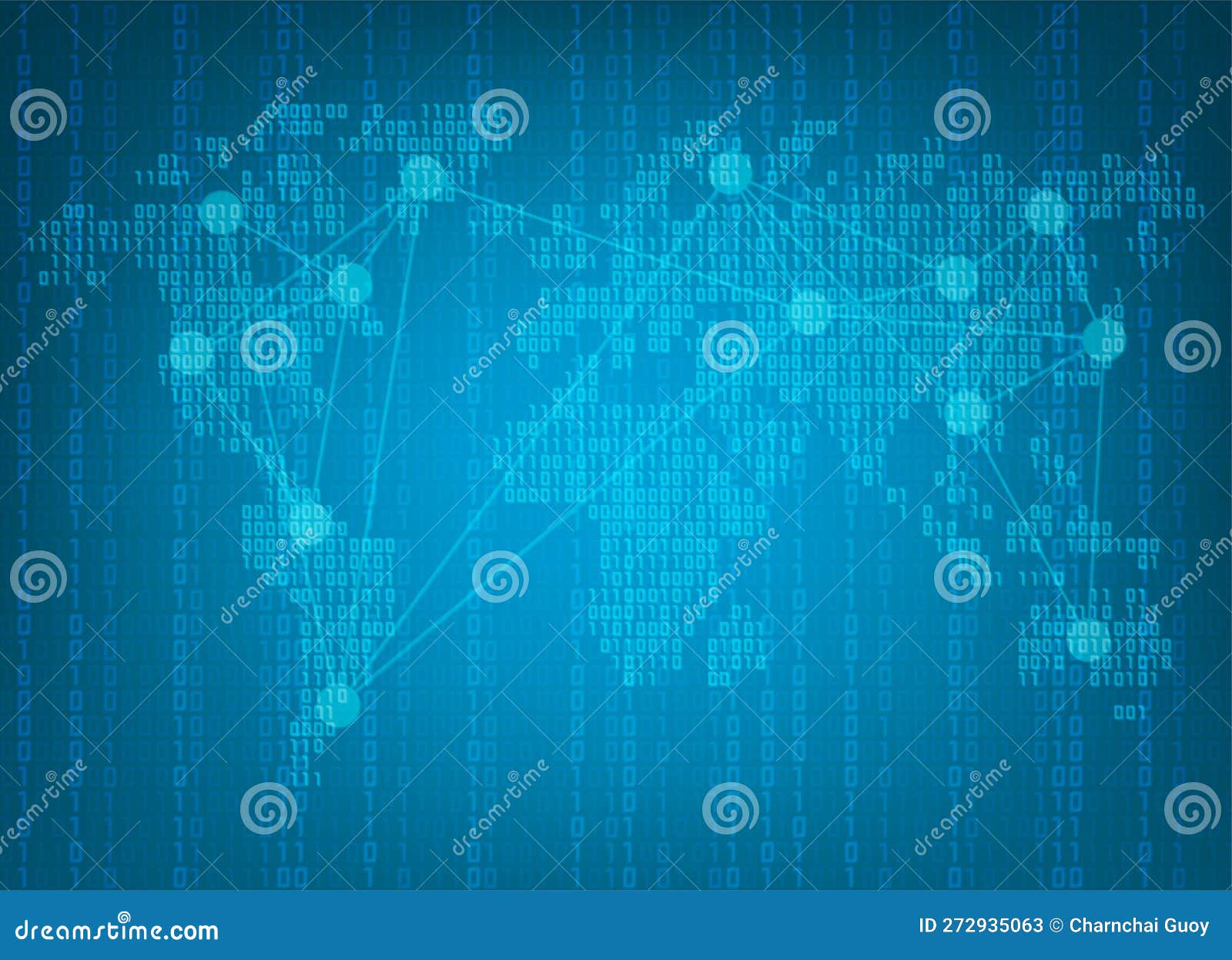 Blue Binary Code Map Backgorund Stock Vector - Illustration of link ...