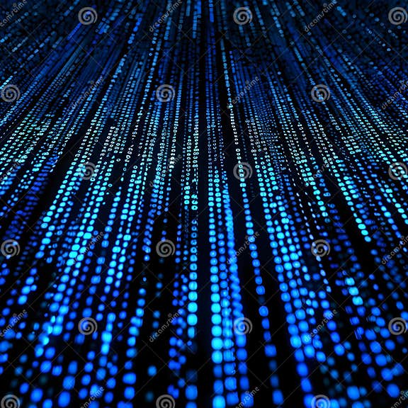 Blue Binary Code Stream Flowing Down Representing Data Processing Stock Photo - Image of ...