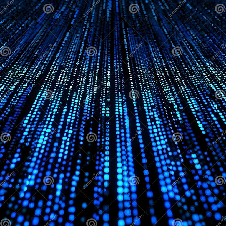 Blue Binary Code Stream Flowing Down Representing Data Processing Stock Photo - Image of ...