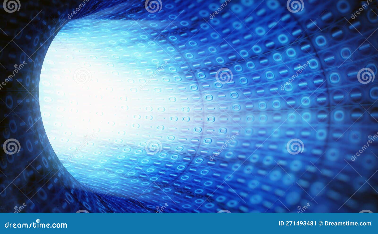 Blue Binary Code Technology Tunnel. 3D Illustration Stock Illustration ...