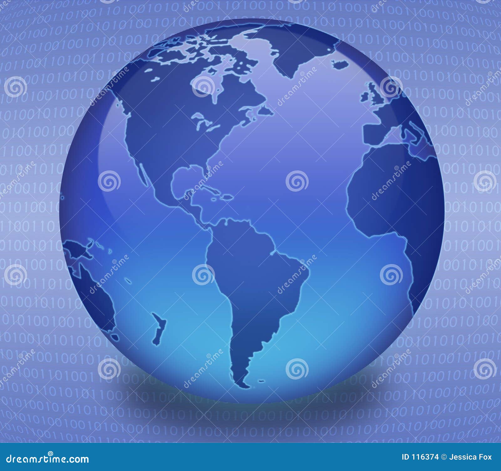 Blue Binary Globe stock illustration. Illustration of north - 116374
