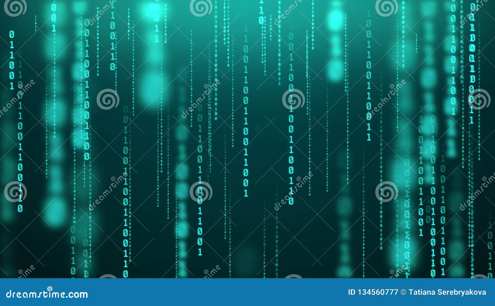 Blue Binary Rain Computer Inside Matrix Numeric Blur Background Stock ...