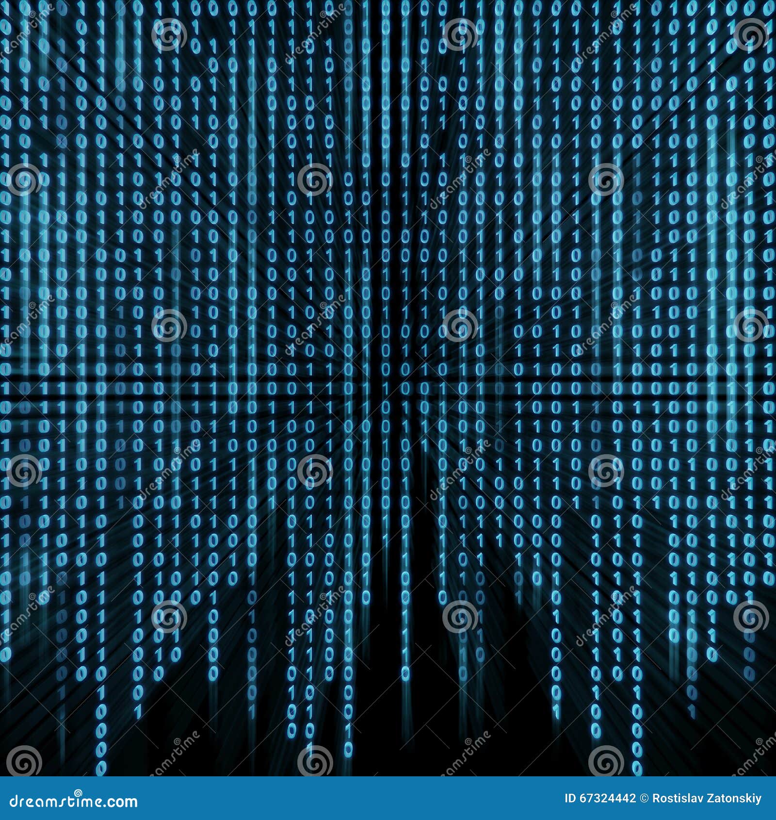 Blue Binary Stream on the Screen. Stock Illustration - Illustration of ...