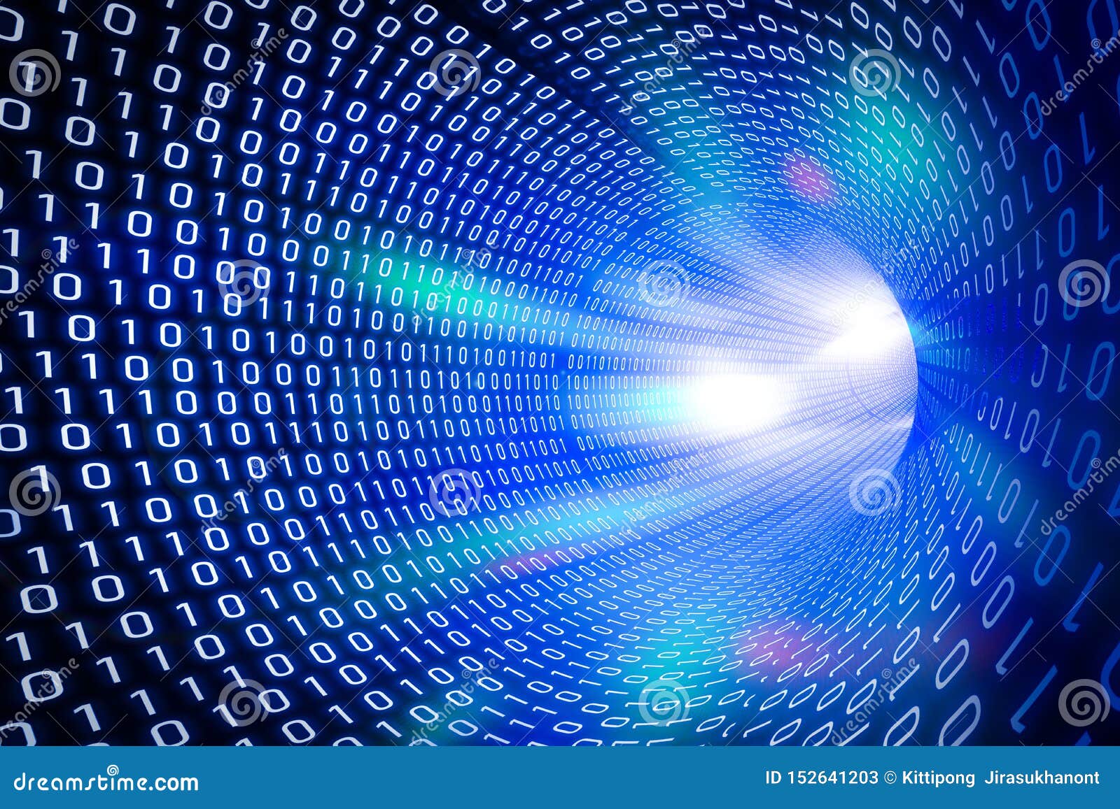 Blue Binary Tunnel Background Stock Illustration - Illustration of ...