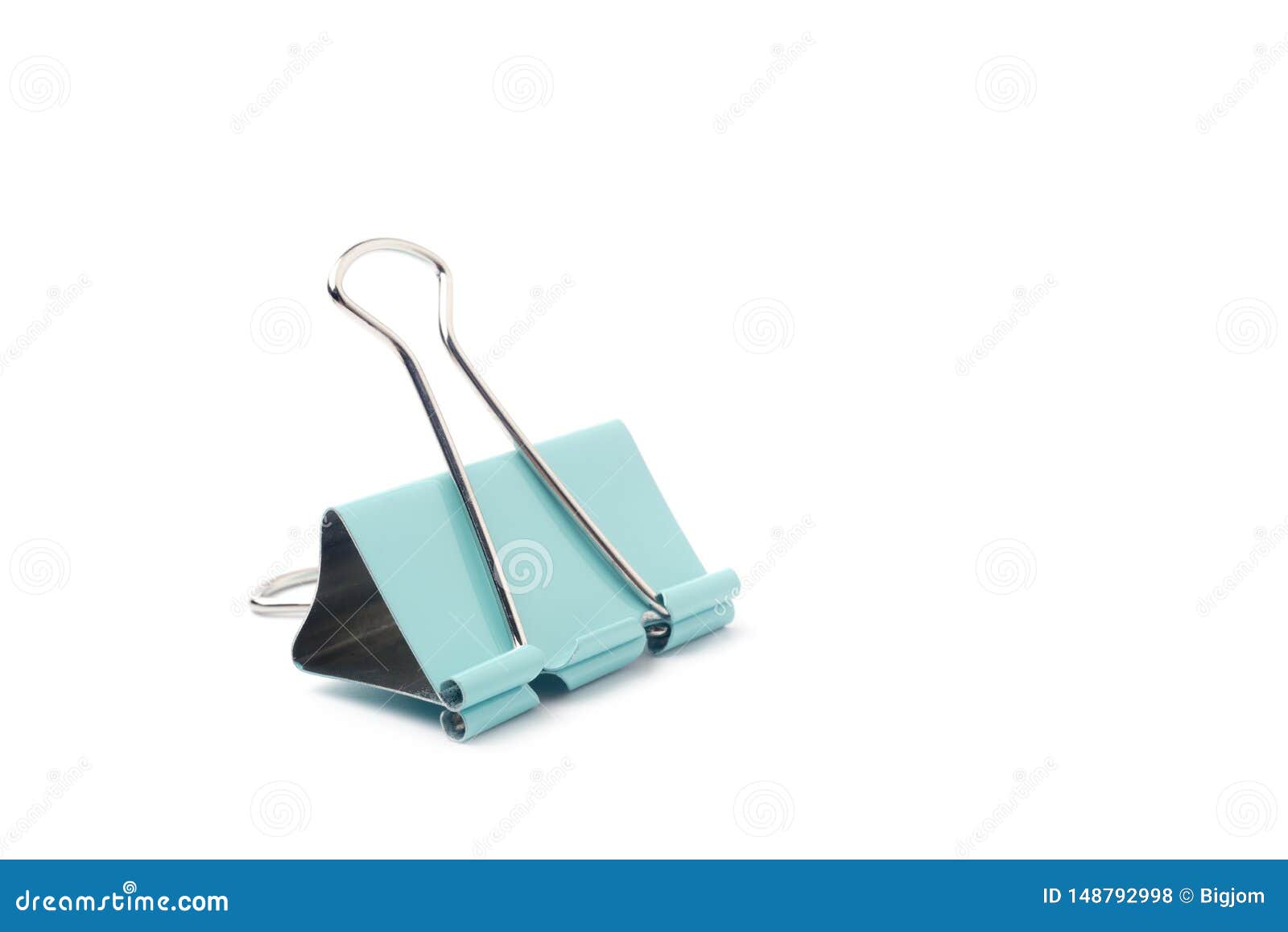 Blue Binder Clip on a White Background Stock Photo - Image of paper ...