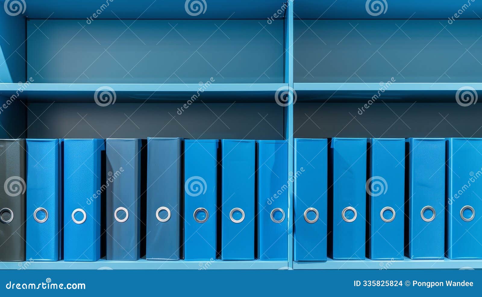 Blue Binders on Shelf, Office Organization, Storage System Stock ...