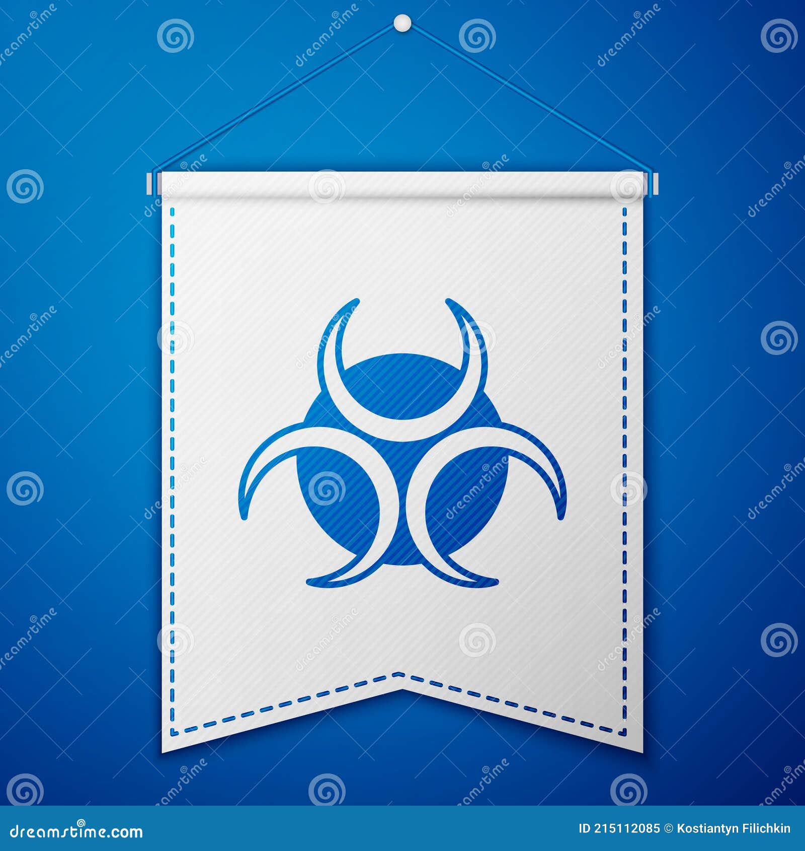 Blue Biohazard Symbol Icon Isolated on Blue Background. White Pennant ...