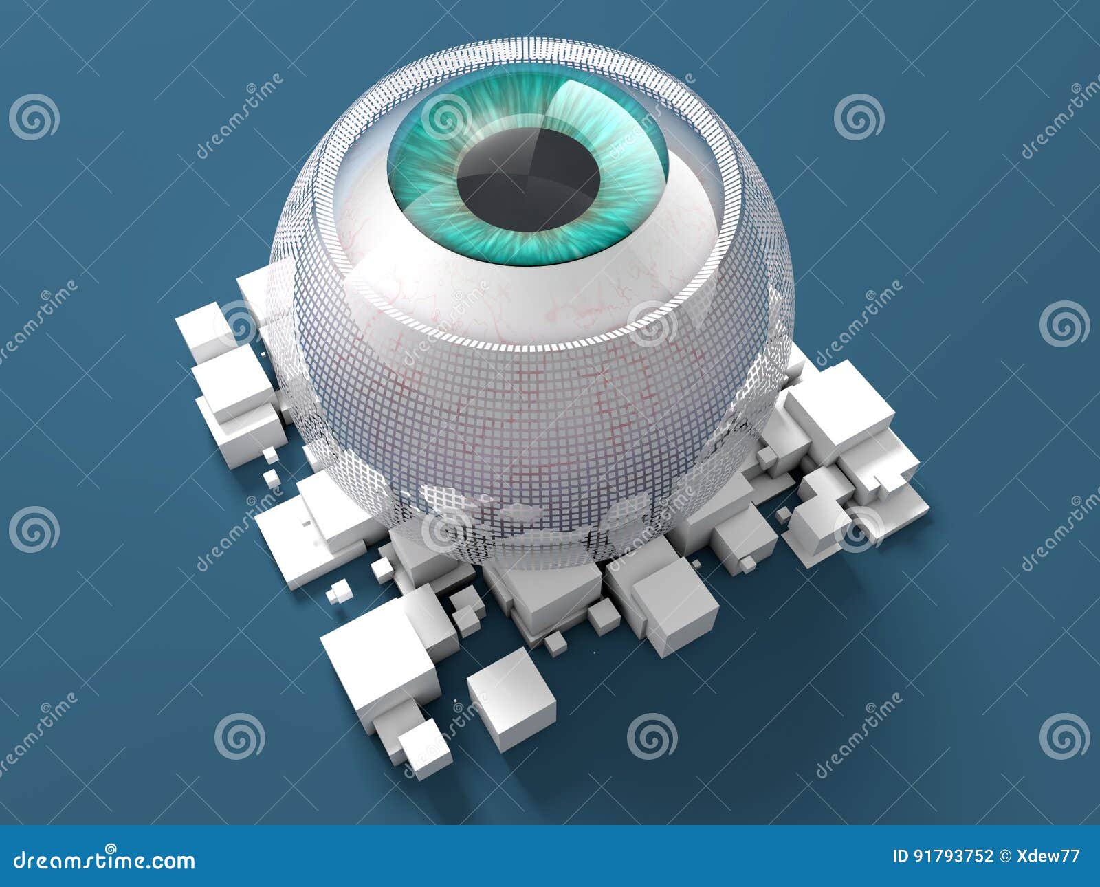 Blue Bionic Eye stock illustration. Illustration of implant - 91793752