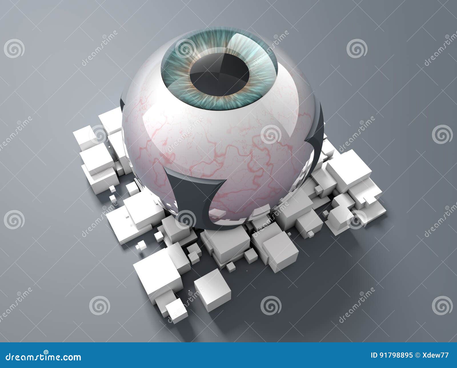 Blue Bionic Eye stock illustration. Illustration of cubes - 91798895