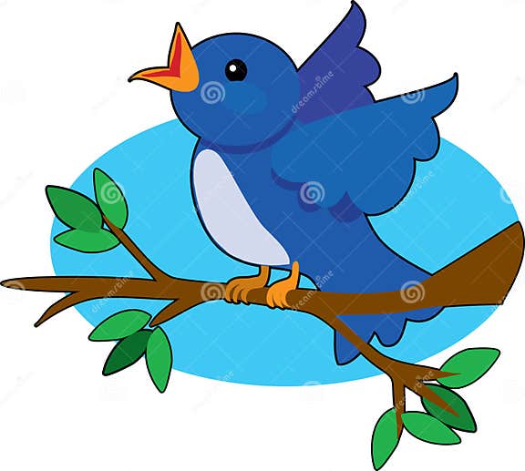 Blue Bird stock vector. Illustration of tree, branch, leaves - 1354398
