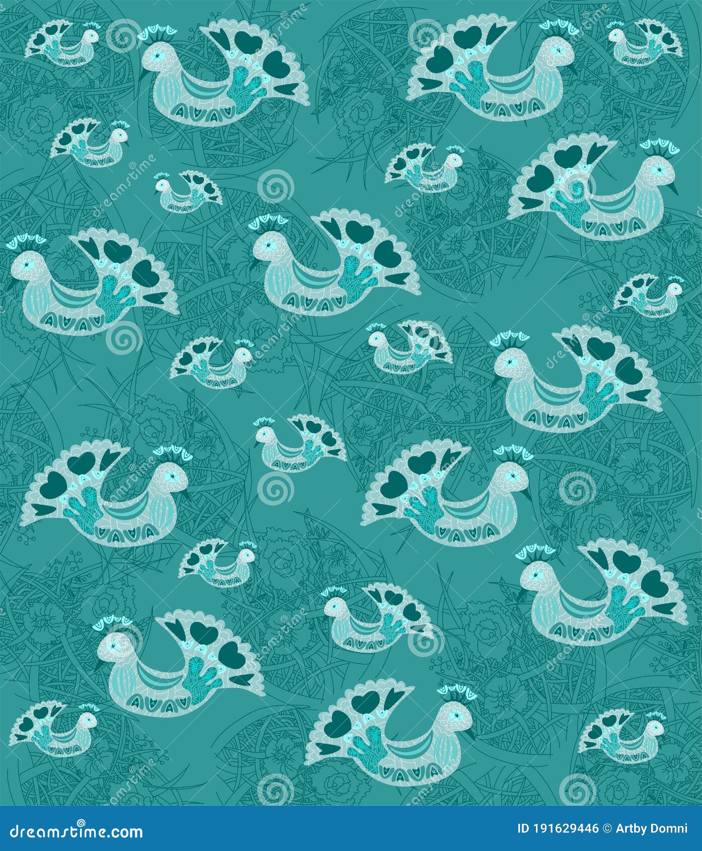 Emerald Color Pigeon Pattern Stock Vector - Illustration of nature ...