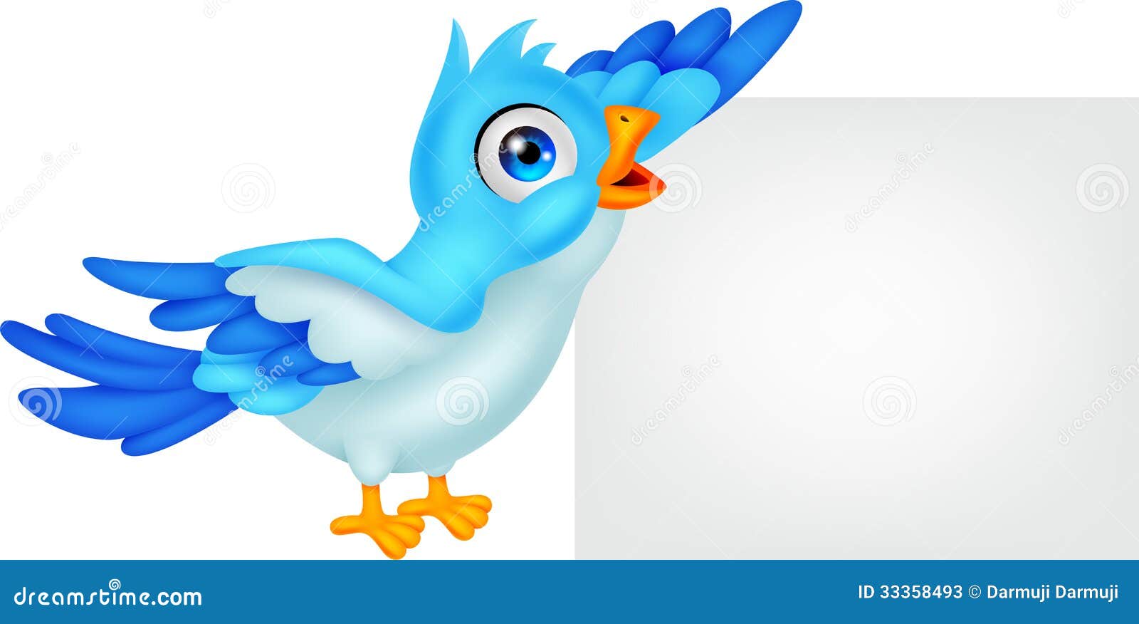 Blue bird with blank sign stock vector. Illustration of isolated - 33358493