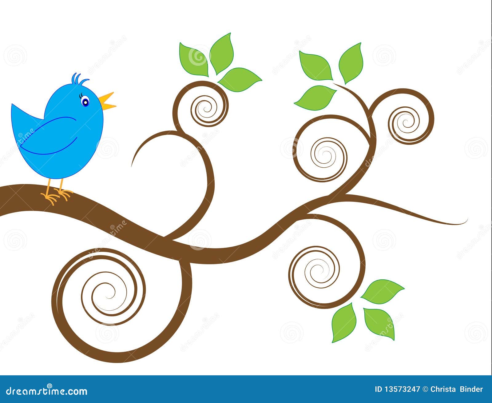 Blue Bird on a Branch stock illustration. Illustration of leaves - 13573247