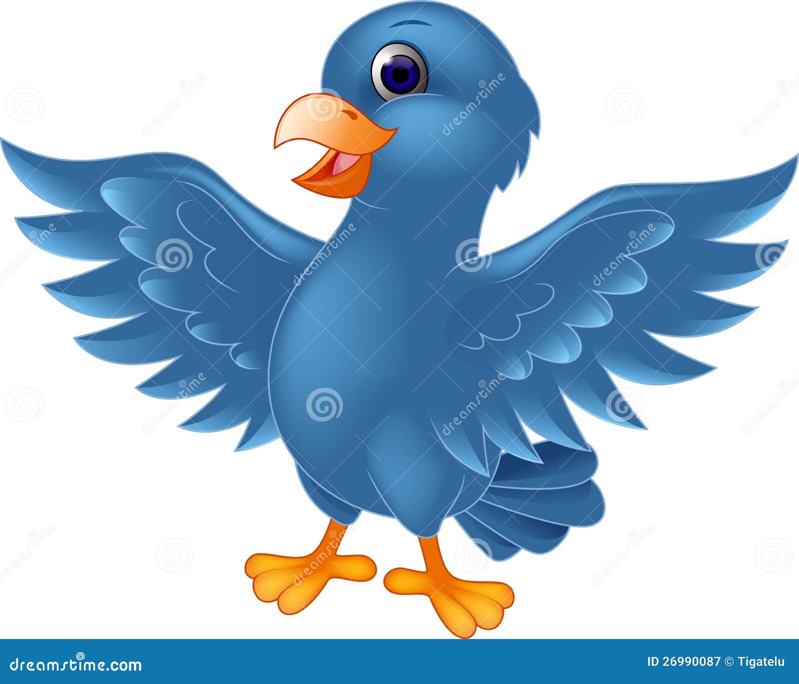 Blue bird cartoon stock vector. Illustration of fluffy - 26990087