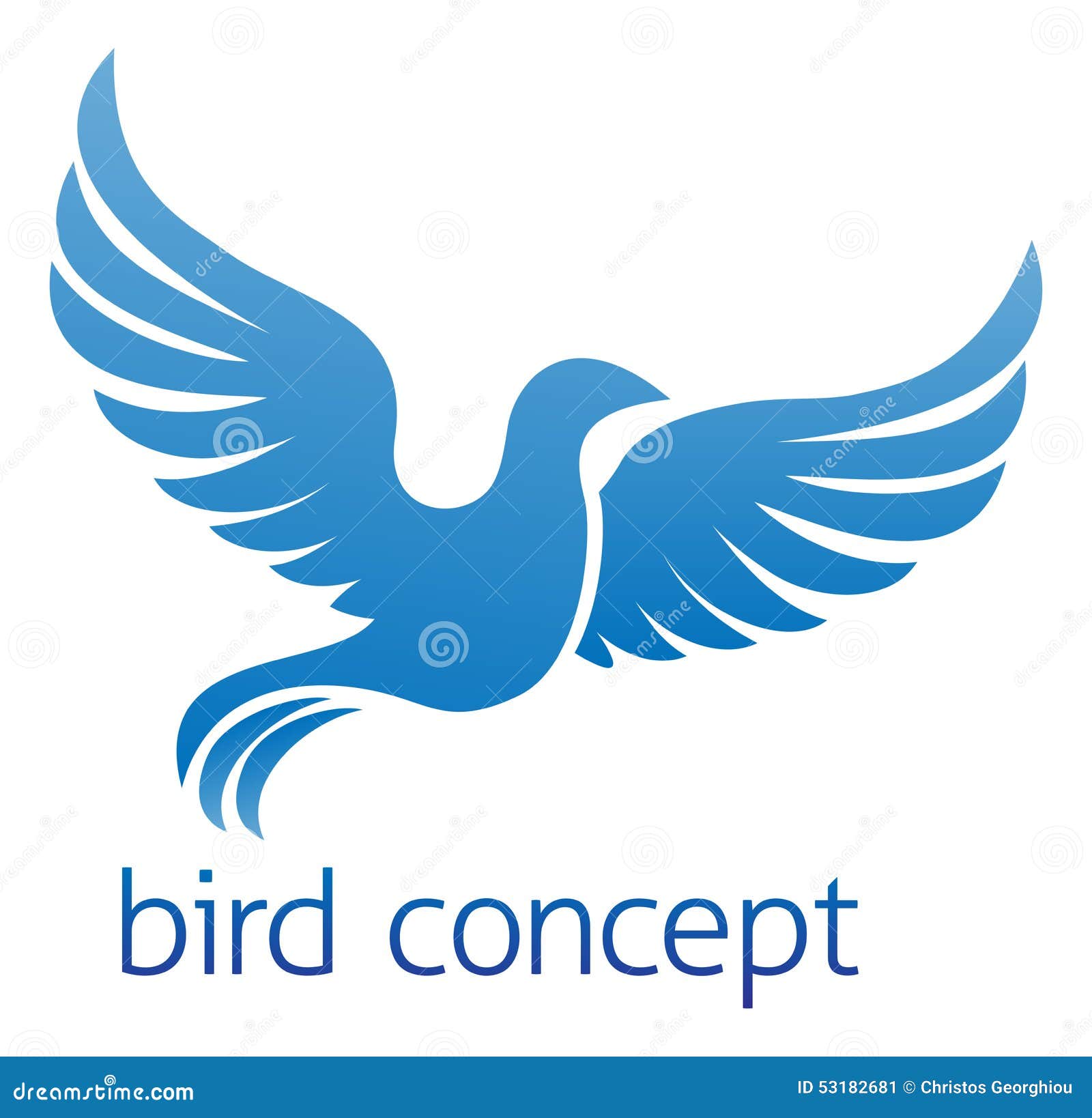 Blue bird or dove design stock vector. Illustration of course - 53182681