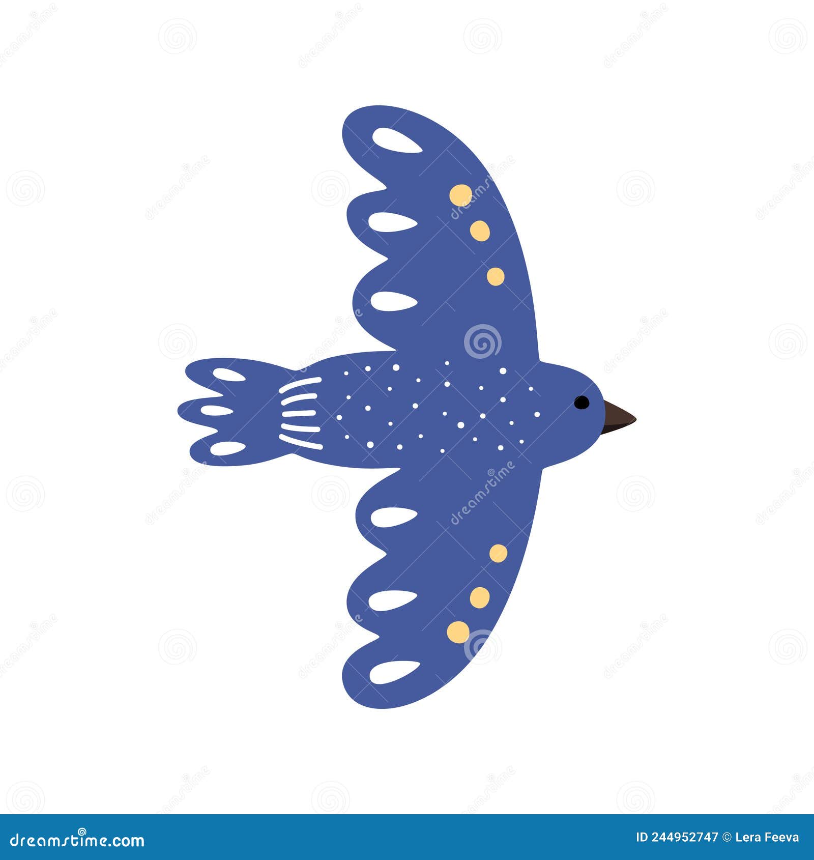 Blue Bird in Flight Flat. Vector Illustration Stock Vector ...
