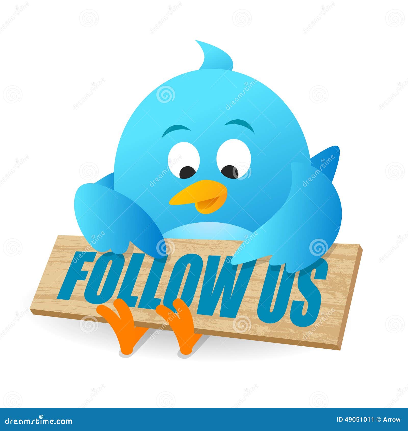Blue bird follow us stock illustration. Illustration of concept - 49051011