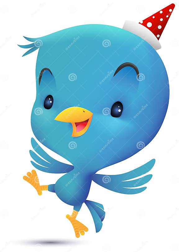 Blue Bird with Hat Do Dancing Stock Vector - Illustration of happy ...