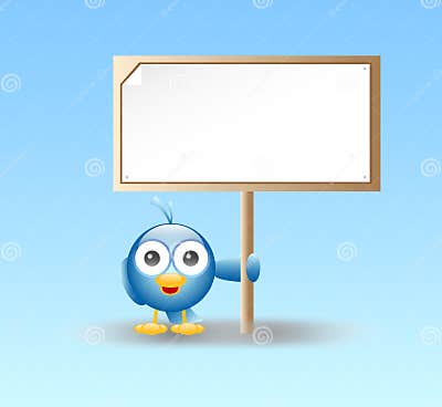 Blue bird holding sign stock vector. Illustration of sign - 20479163