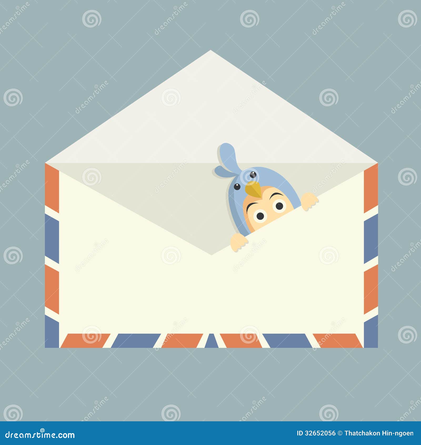 Blue bird inside mail stock vector. Illustration of mail - 32652056