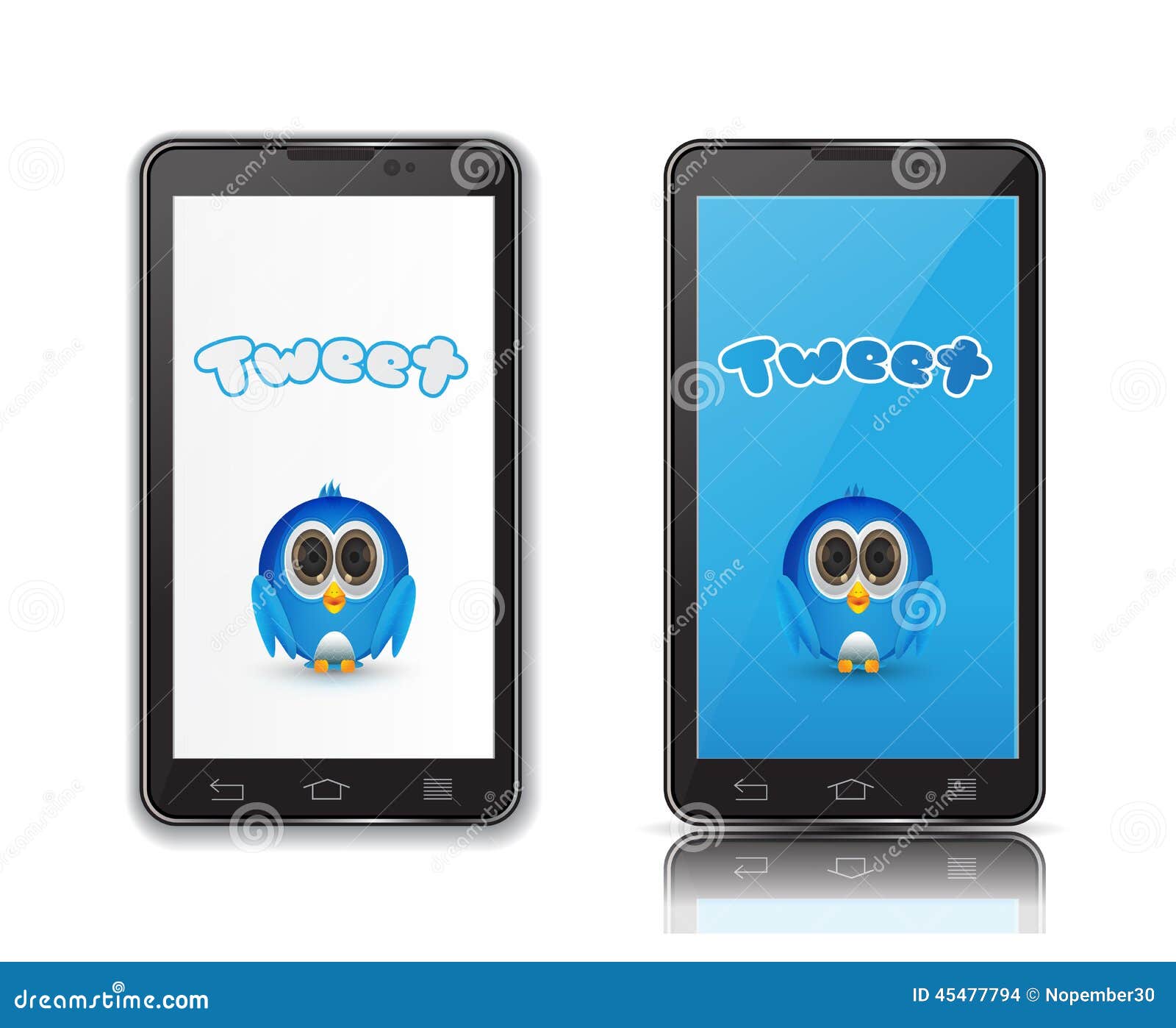 Blue bird in ndroid phone stock vector. Illustration of communication ...