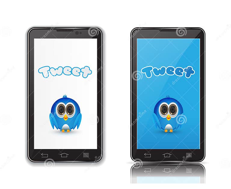 Blue bird in ndroid phone stock vector. Illustration of communication ...