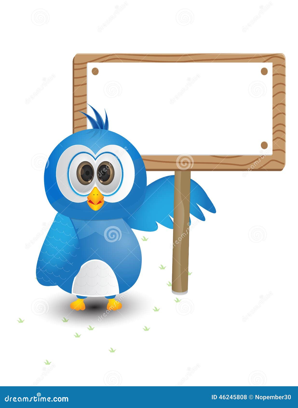 Blue bird pointing stock vector. Illustration of cute - 46245808