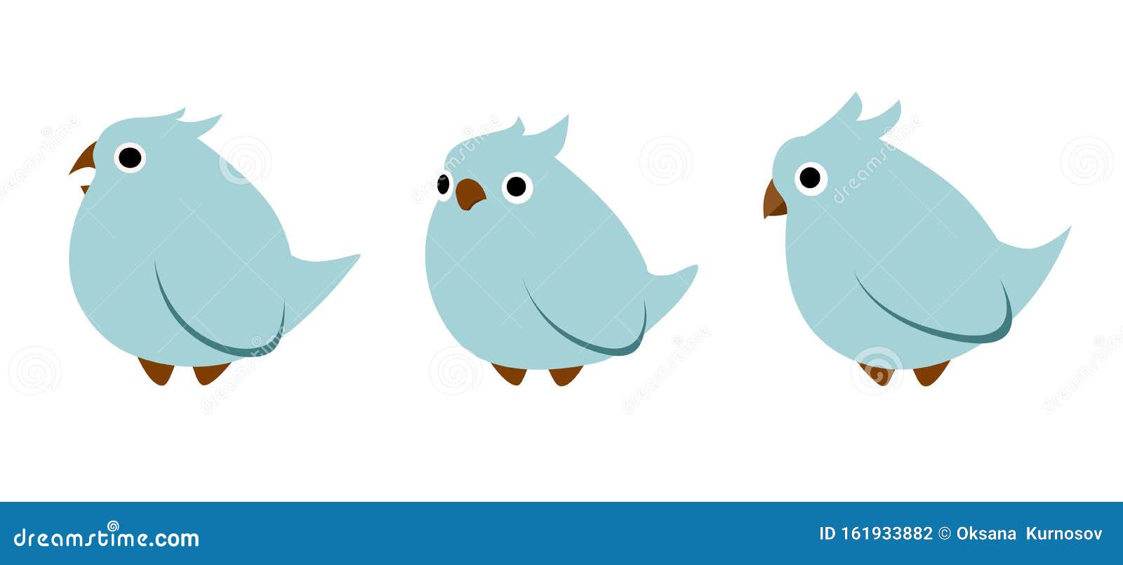 Blue Bird of the Same Species in Three Different Poses Stock Vector ...