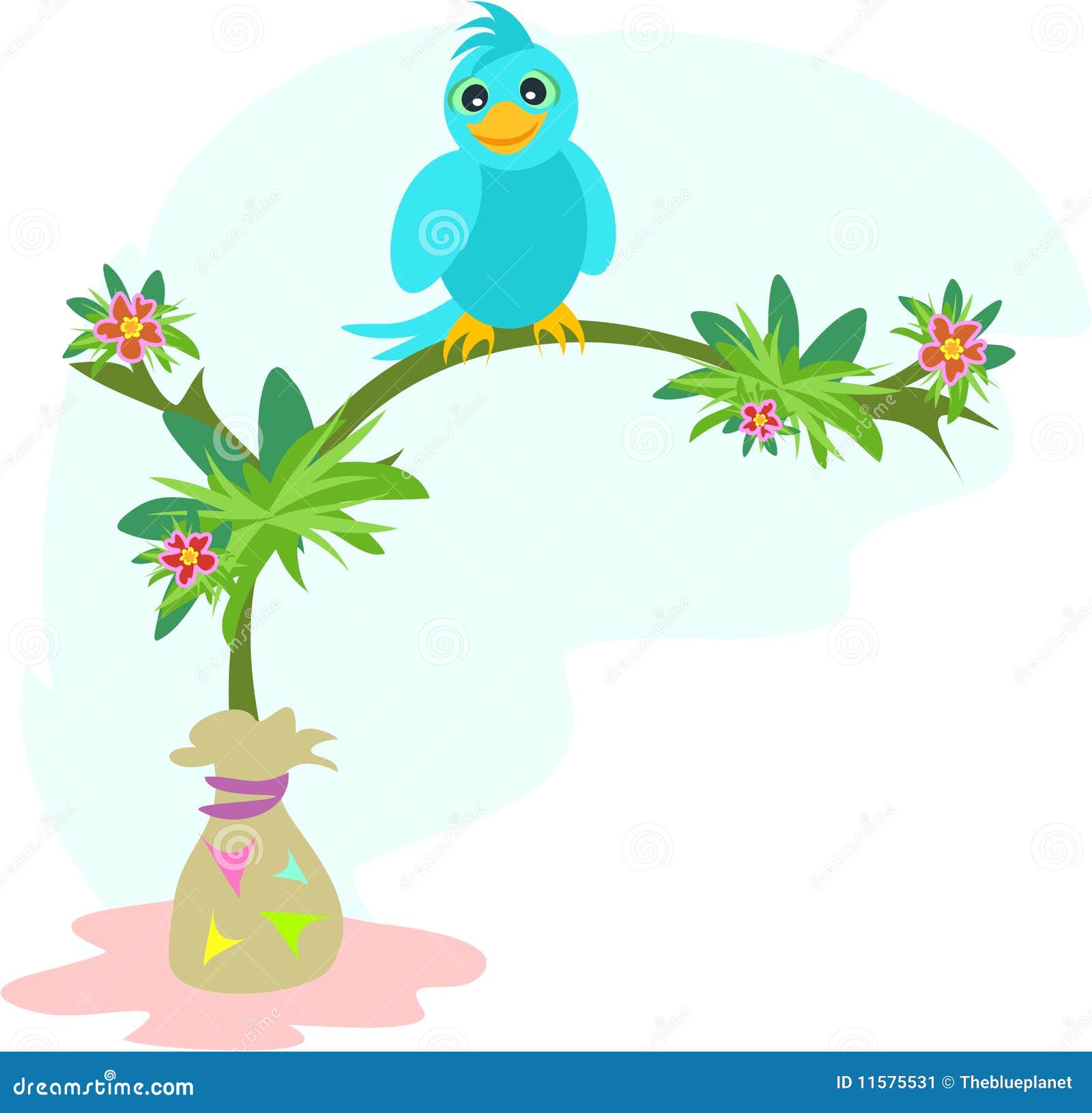Blue Bird on a Tree Branch stock vector. Illustration of shapes - 11575531