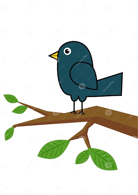Blue bird on a tree branch stock vector. Illustration of tree - 42212648