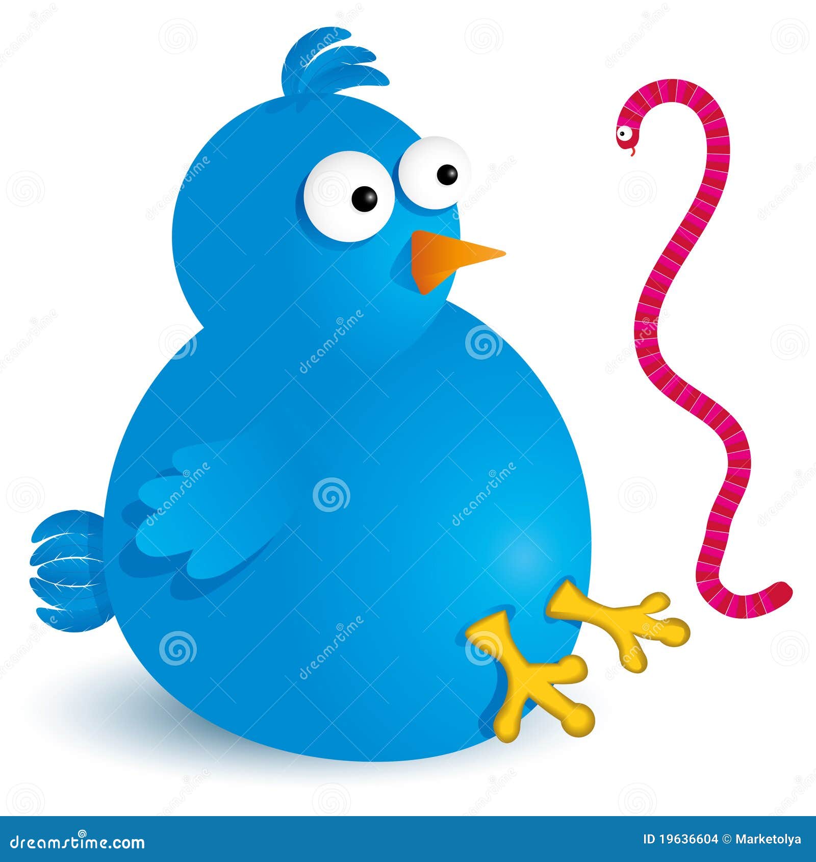 Blue bird and worm stock vector. Illustration of talking - 19636604