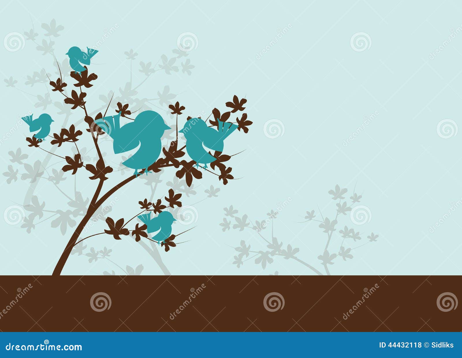 Blue birds on brown tree stock illustration. Illustration of blue ...