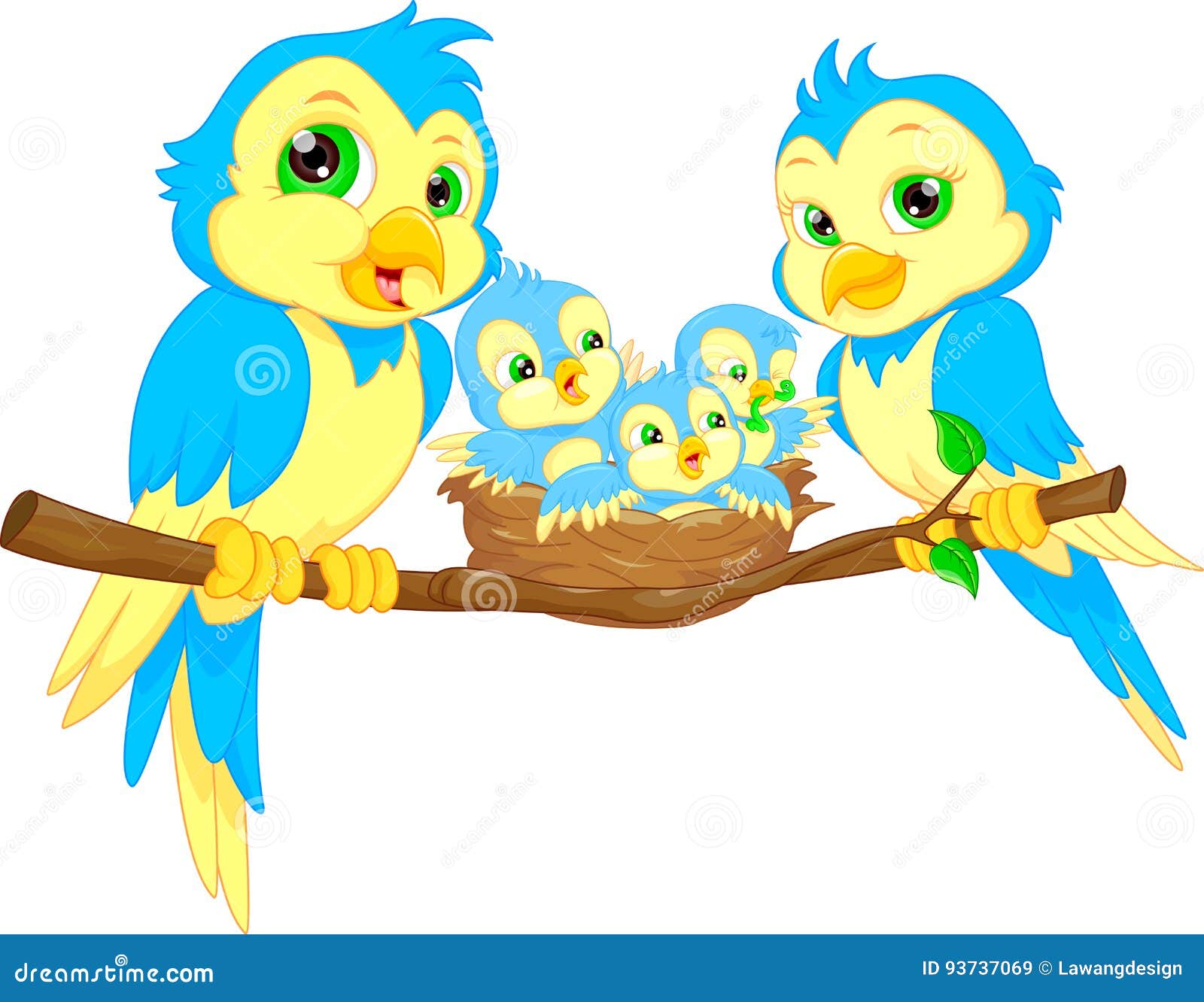 Blue birds family stock vector. Illustration of protect - 93737069