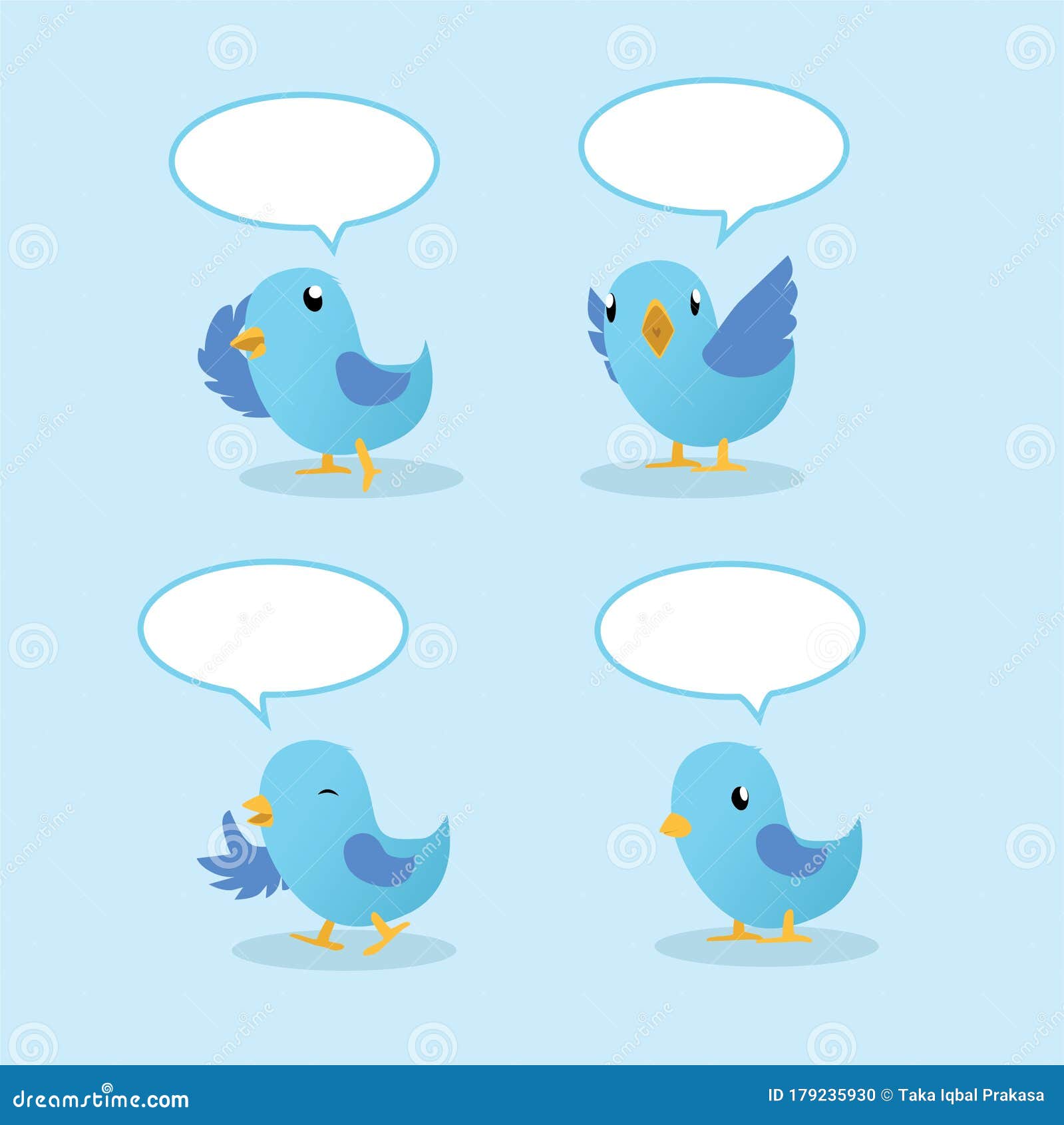 Blue Birds Talking with Text Baloon Stock Vector - Illustration of ...