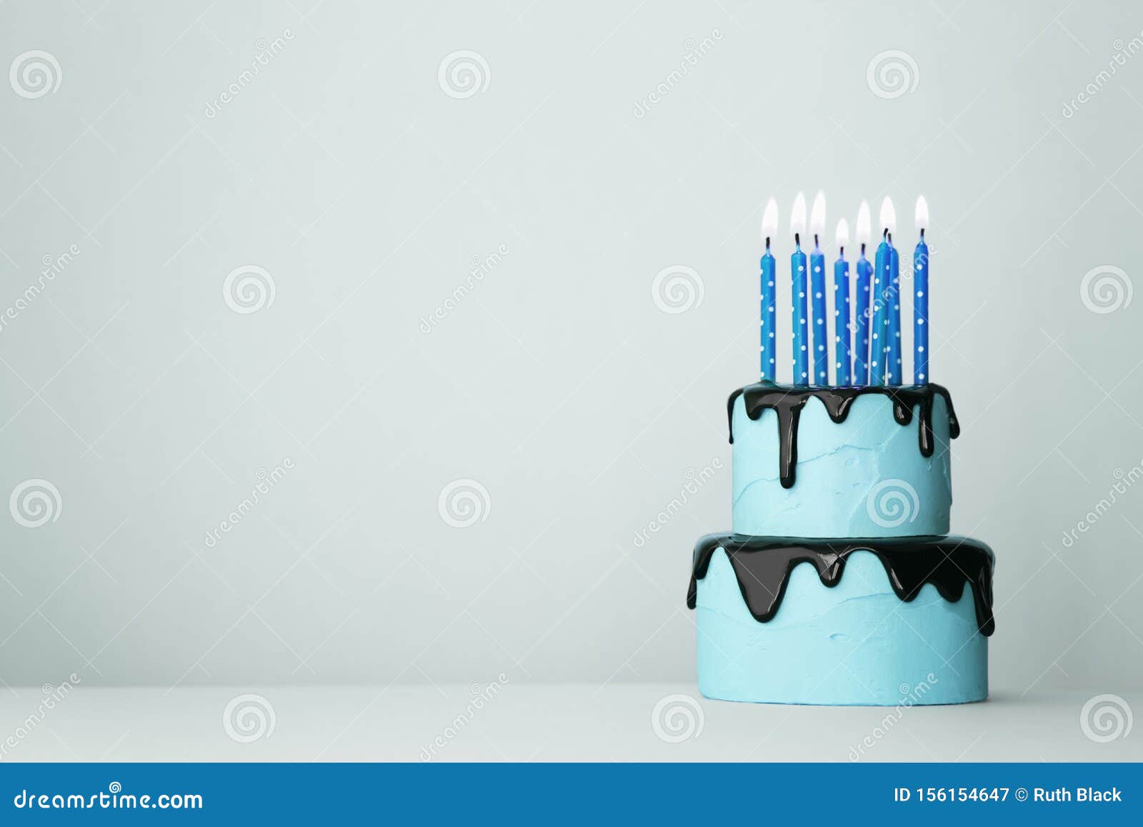 Blue birthday cake stock image. Image of sweet, birthday - 156154647