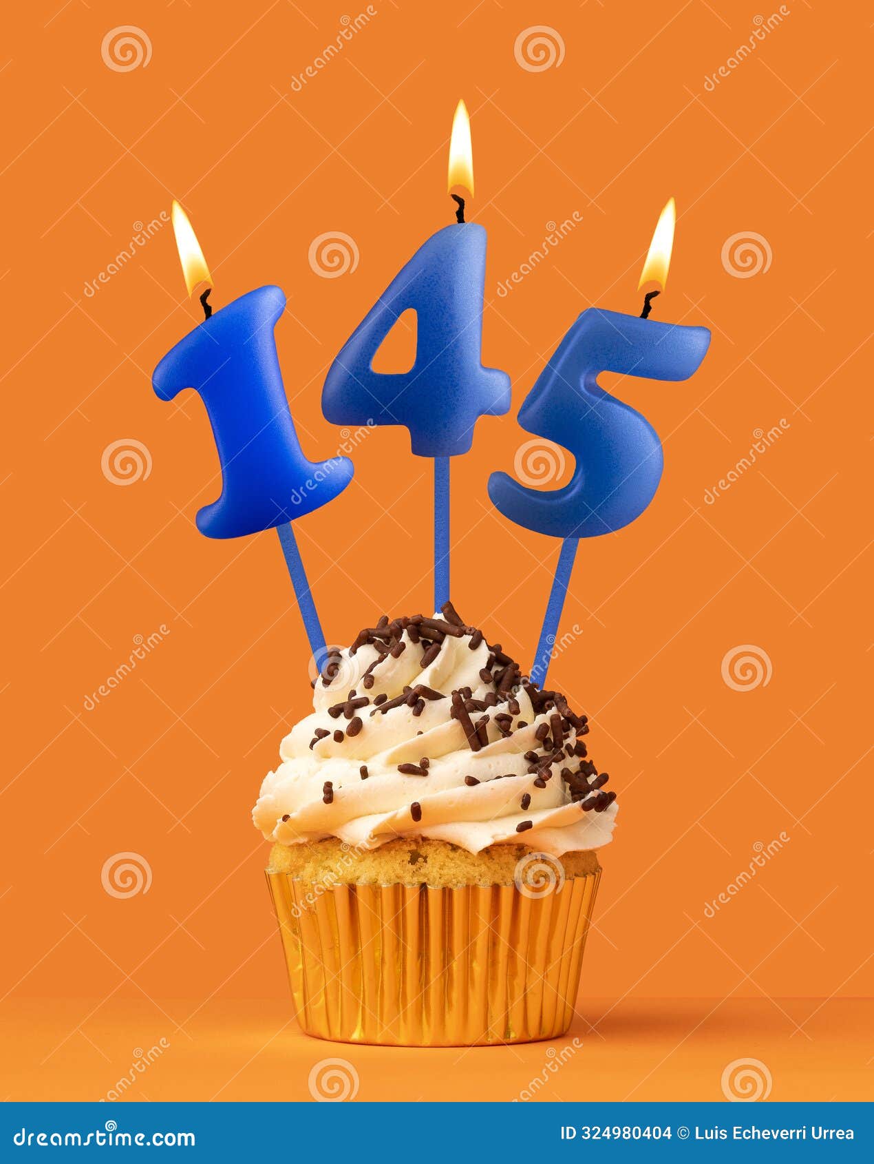 Blue Birthday Candle and Cupcake - Number 145 Stock Illustration ...
