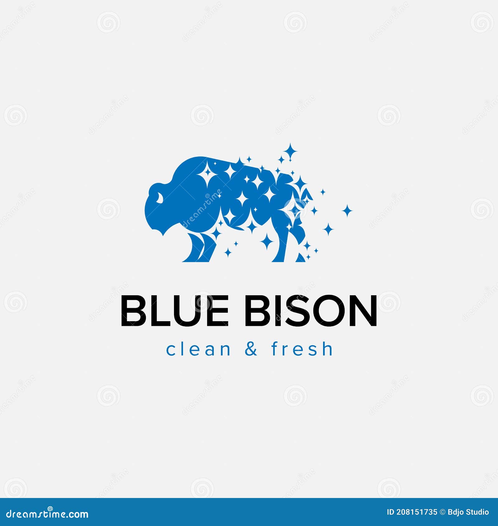 Blue Bison Logo Design Template Vector. Bison Logo Design Stock Vector ...