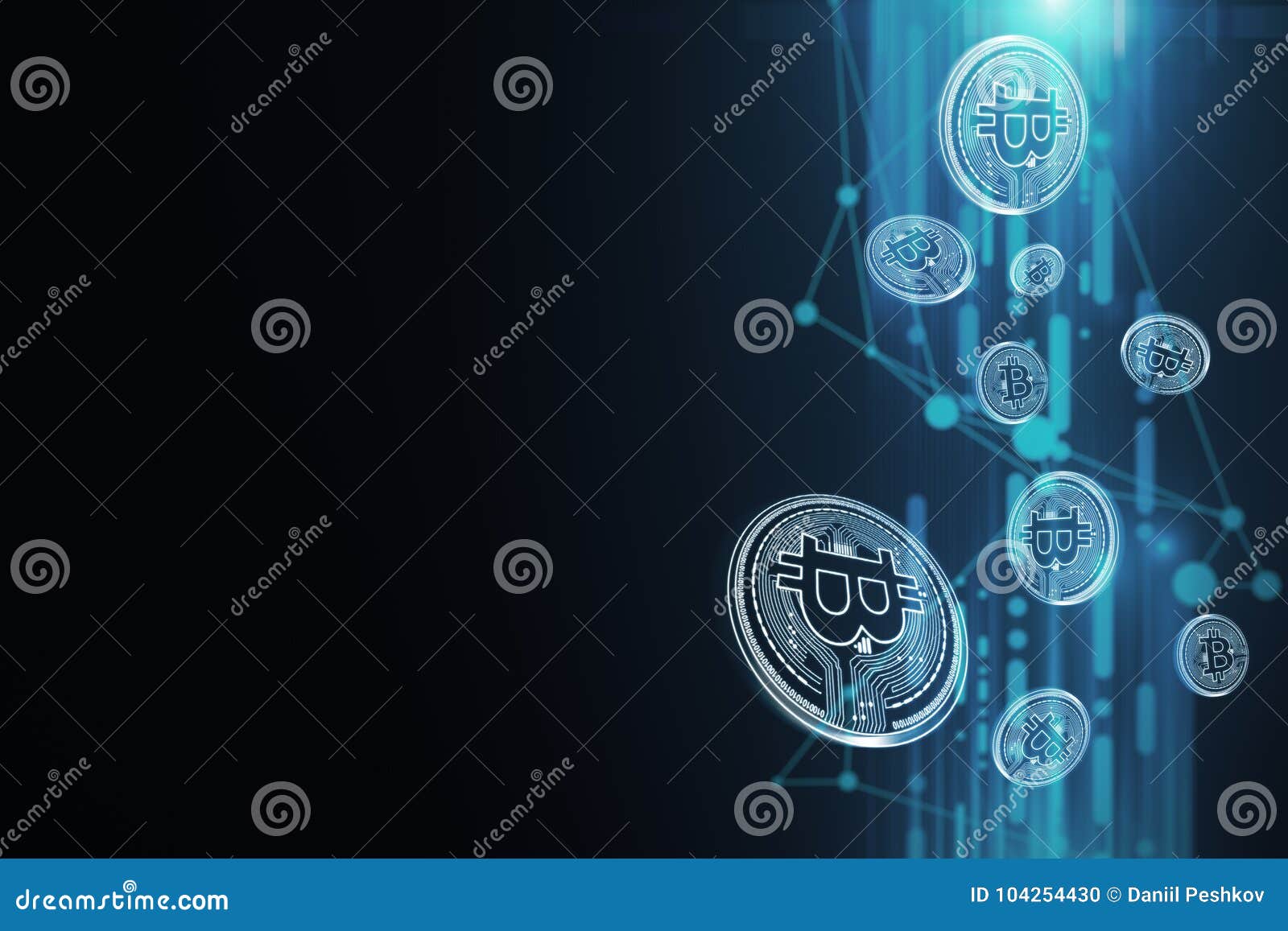 Blue bitcoin wallpaper stock illustration. Illustration of finance ...