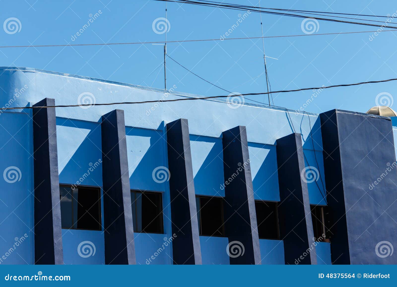 Blue Biulding Outdoors with Sky Background Stock Photo - Image of grain ...