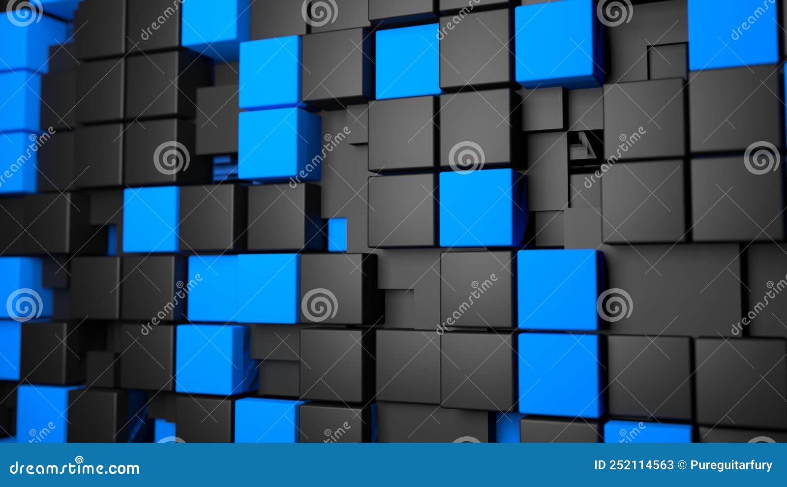 Blue and Black Abstract Cube Wall Background Stock Illustration ...