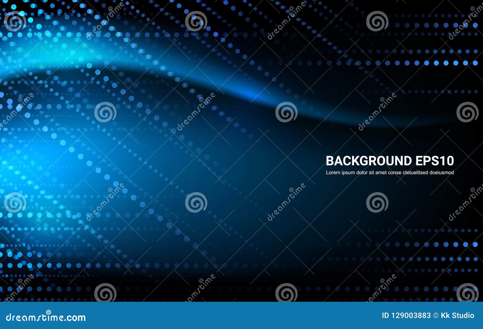 Blue and Black Abstract Dot Line Smooth Curve Background. Stock Vector ...