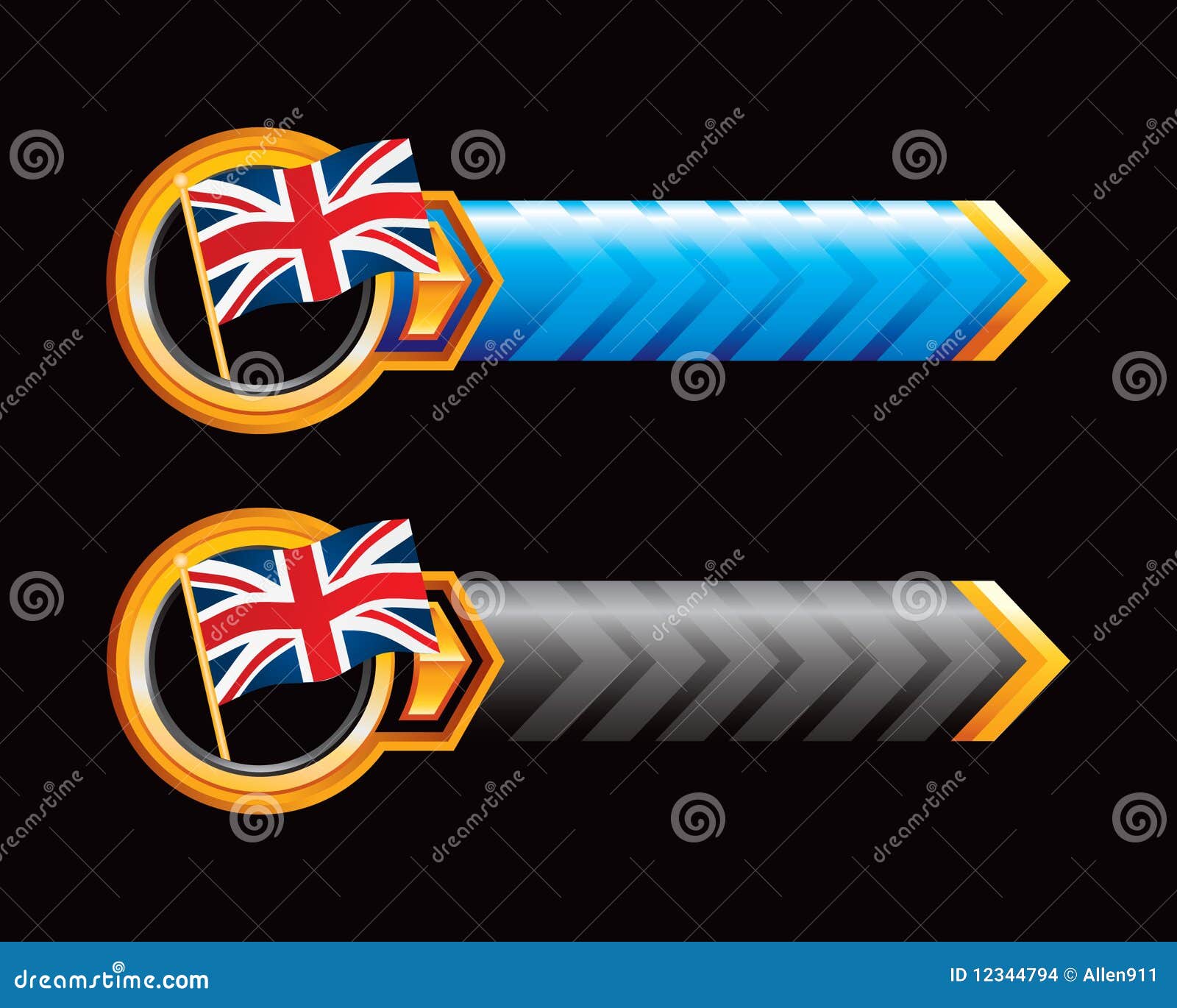 Blue and Black Arrows with British Flags Stock Vector - Illustration of ...