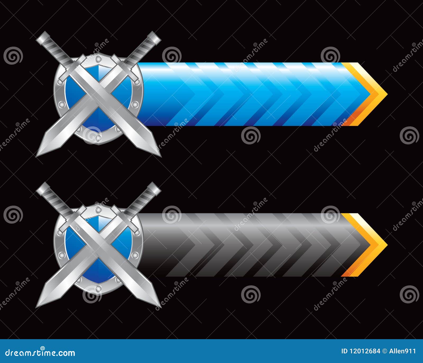Blue and Black Arrows with Swords and Shield Stock Vector ...