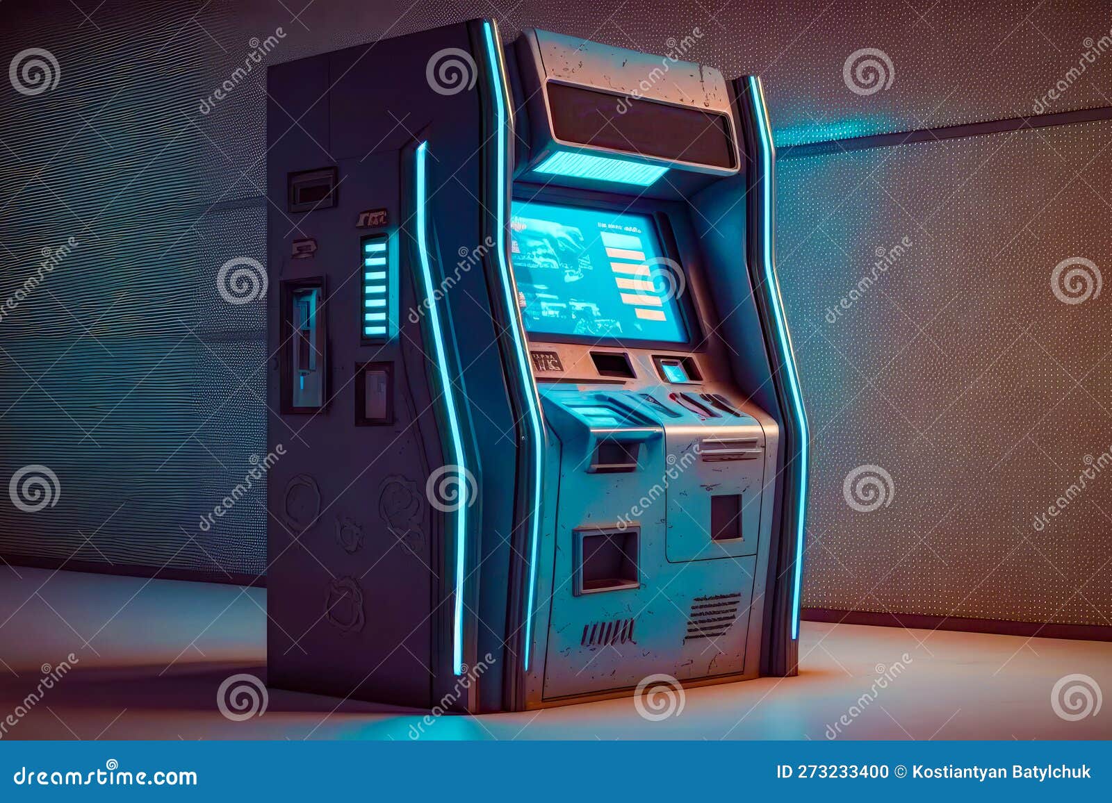 Blue and Black Atm Machine Sitting in Room. Generative AI Stock ...