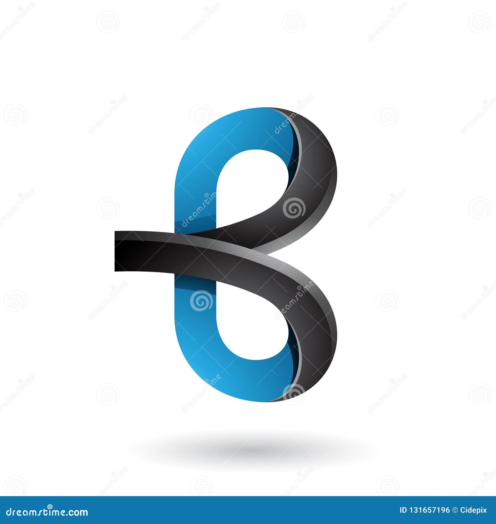 Blue and Black Bold Curvy Letter B Isolated on a White Background Stock ...