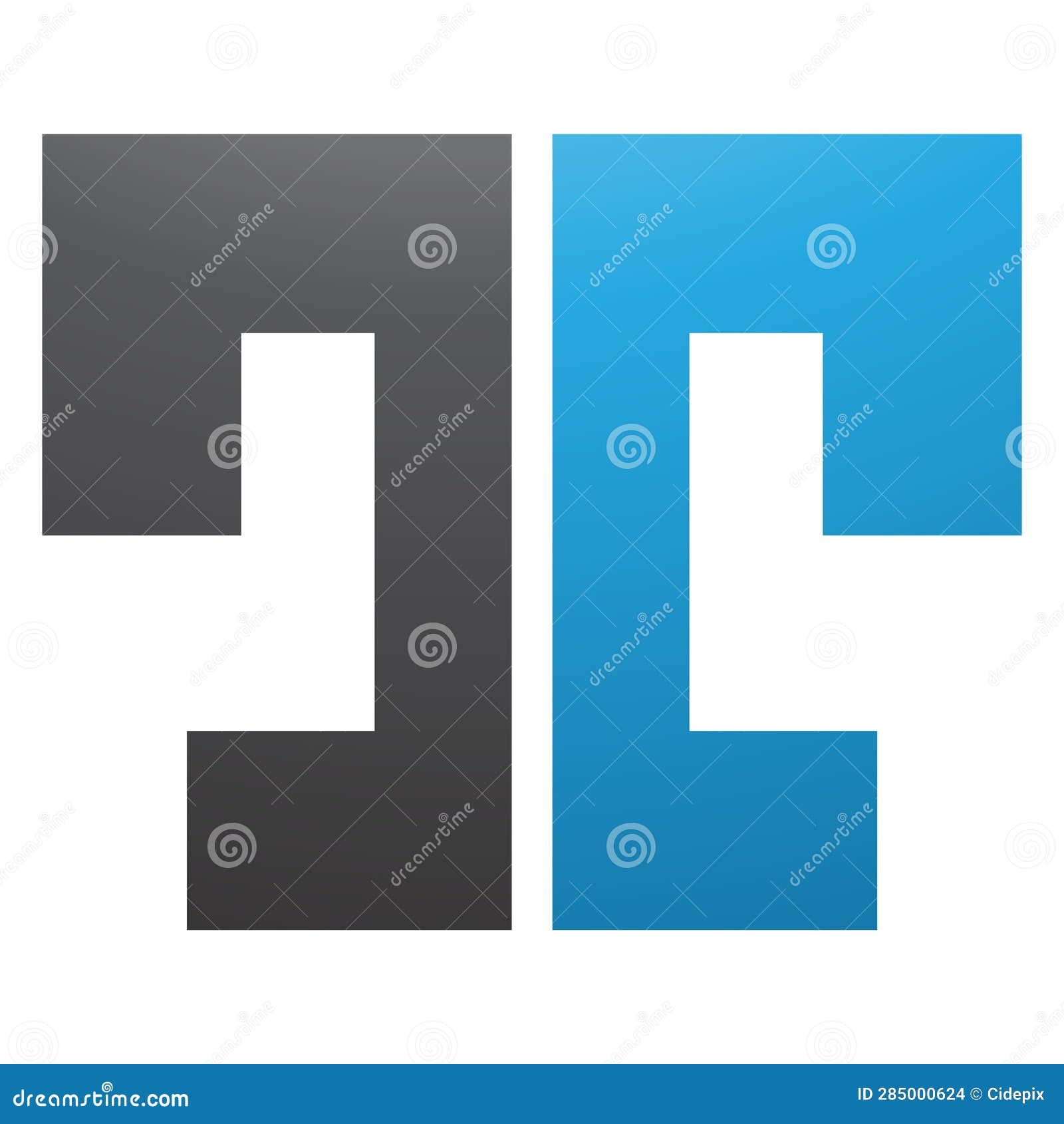 Blue and Black Bold Split Shaped Letter T Icon Stock Vector ...