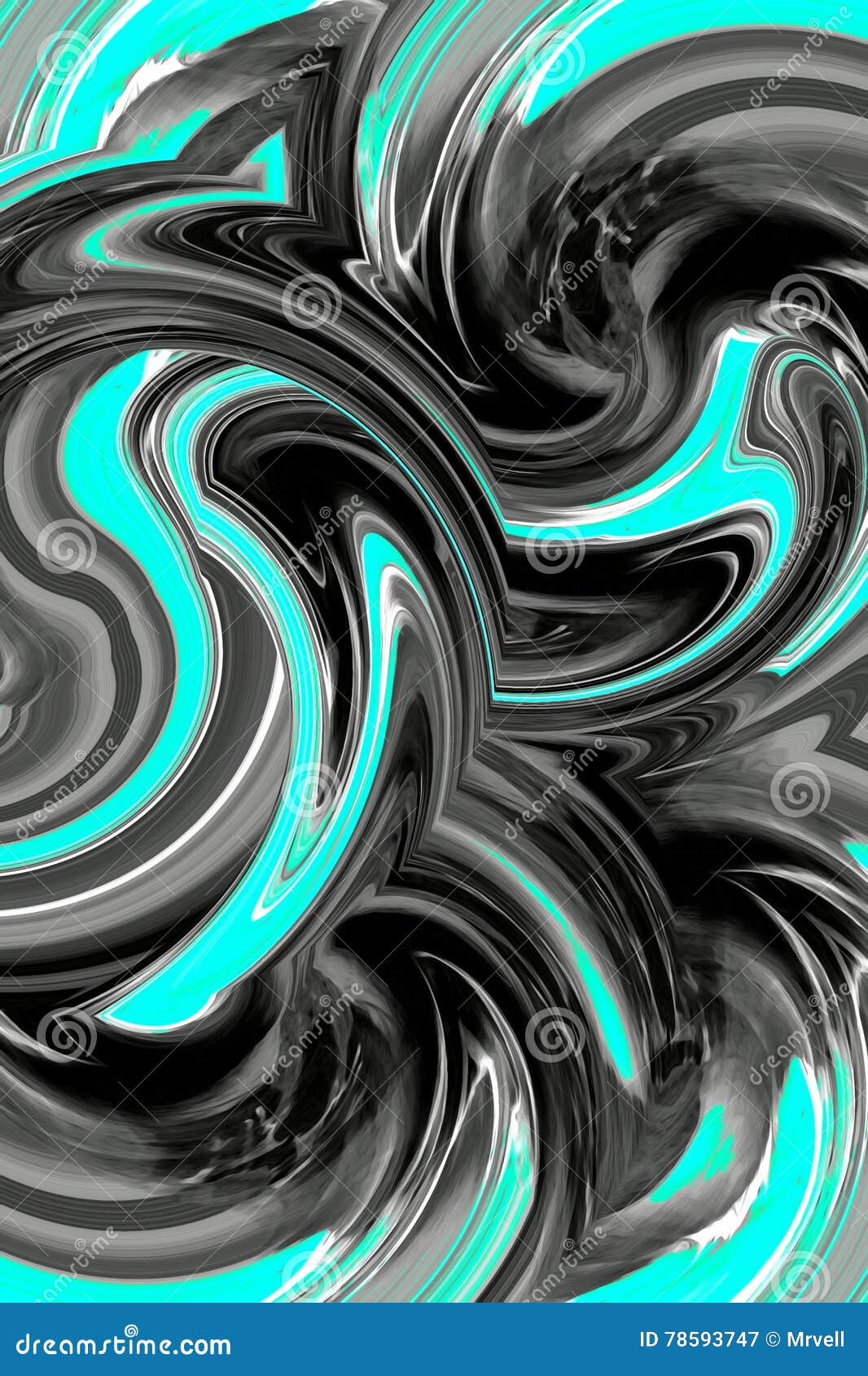 Blue and Black Curly Painting Texture Abstract Stock Illustration ...